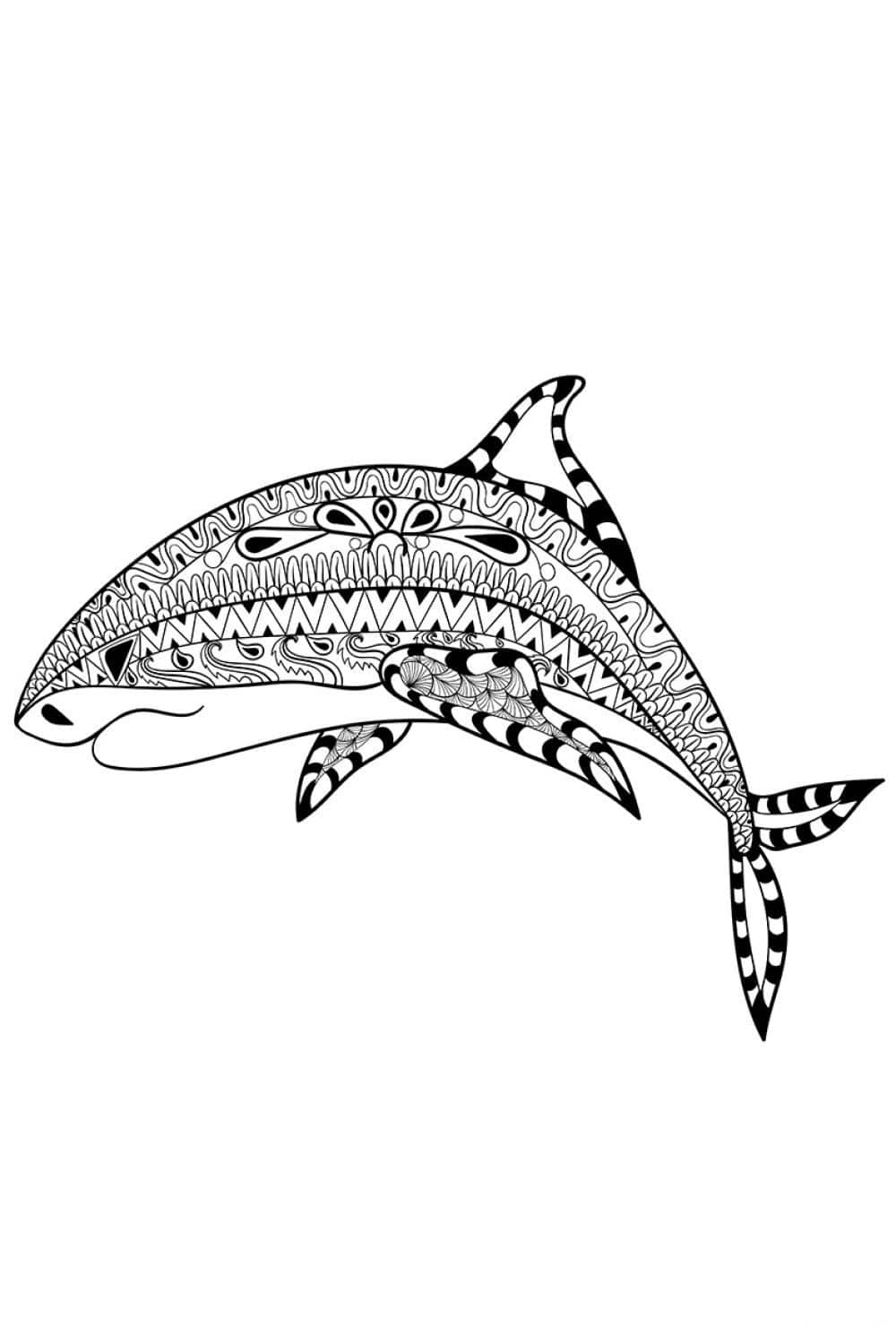 Shark mandala coloring page