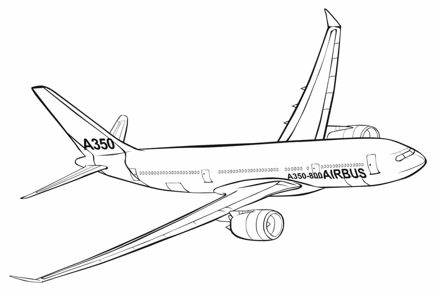 Passenger plane coloring page