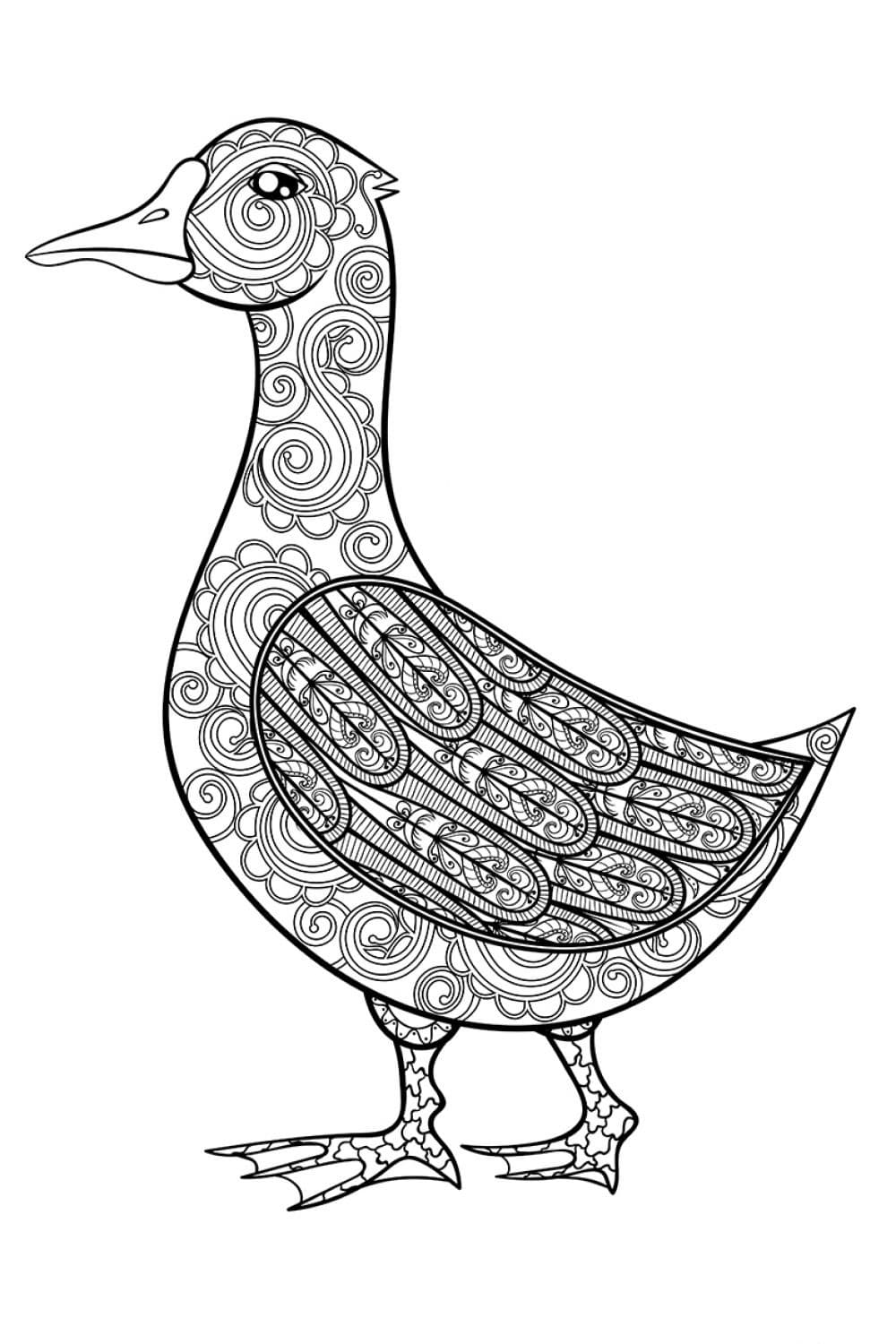 Nice duck mandala coloring page