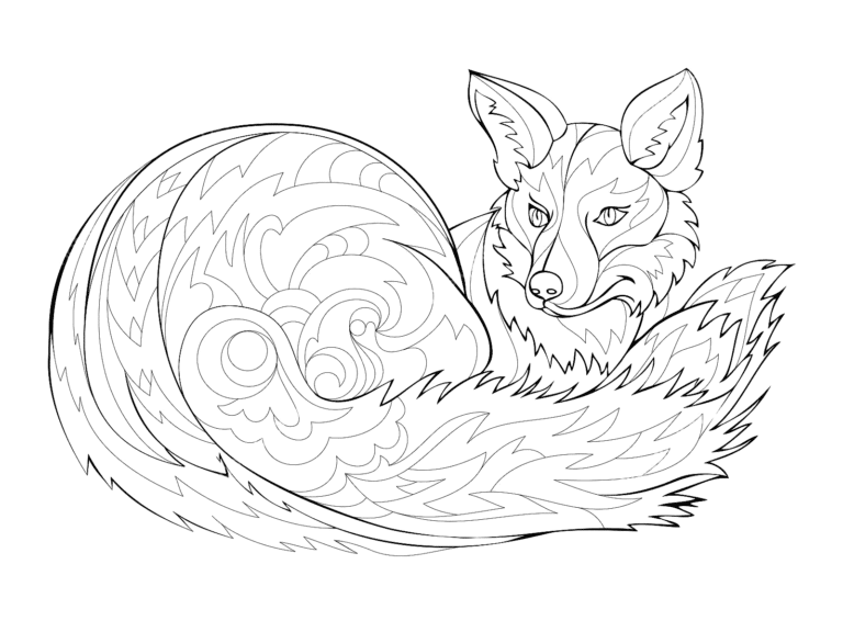 Mandala of a fox coloring page