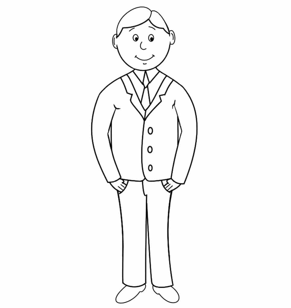 A simple drawing of a man coloring page