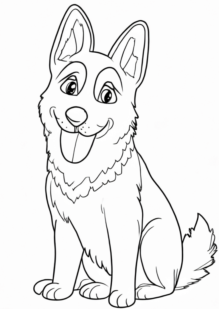 Cute German Shepherd coloring page