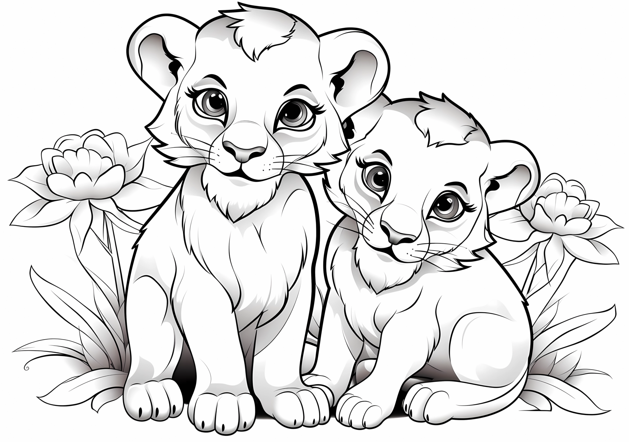 Cute Lion Cubs Coloring Pages | (100%) Free Coloring Pages