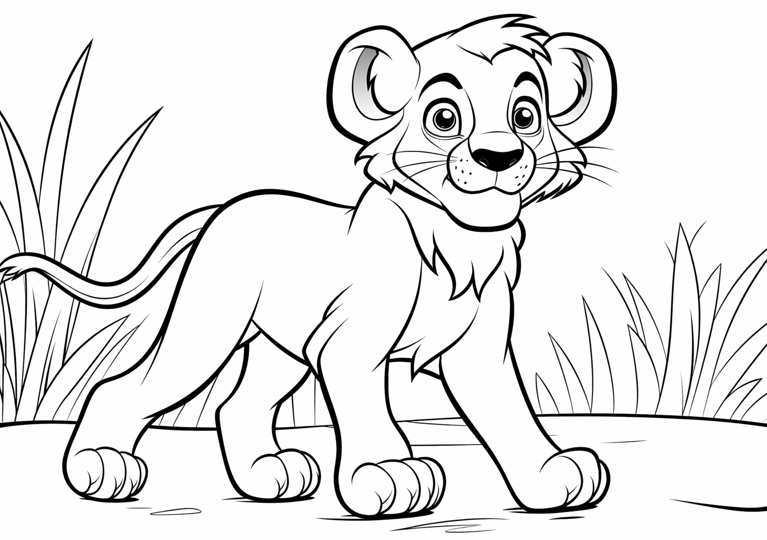 Little cartoon lion coloring page | (100%) Free Coloring Pages