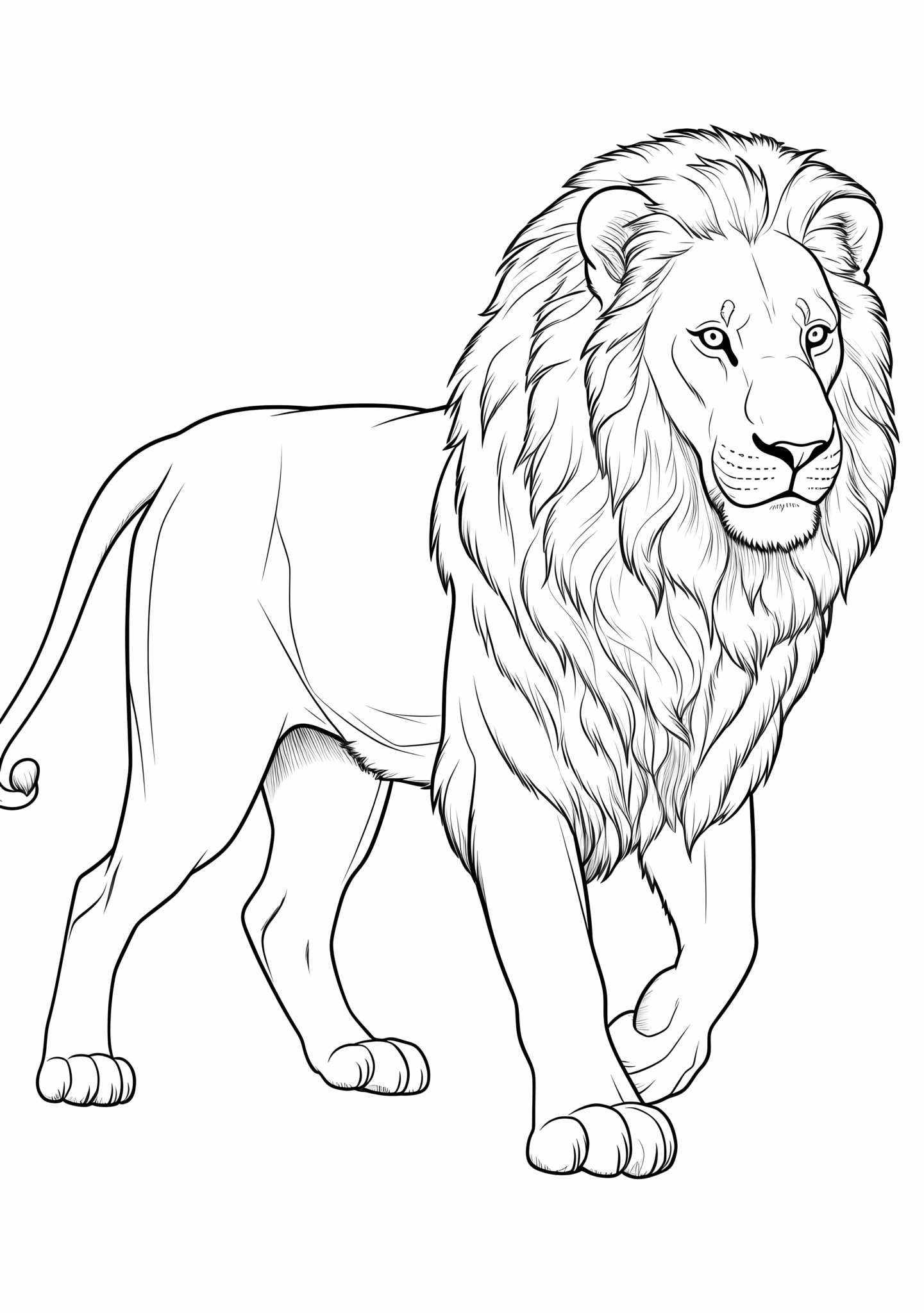 Realistic lion coloring page | (100%) Free Coloring Pages