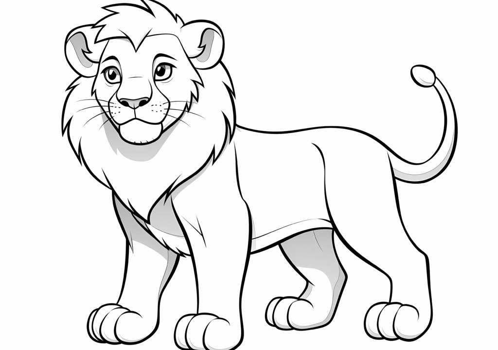 Unmatched cartoon lion coloring page | (100%) Free Coloring Pages