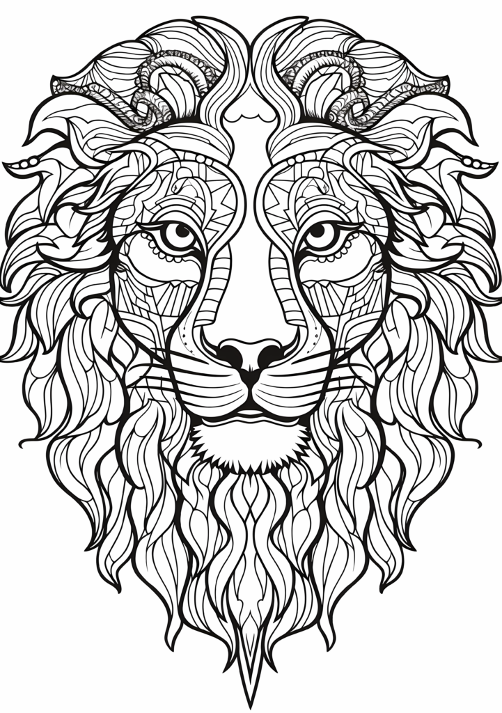 Celestial Lion Mandala Coloring Pages | (100%) Free Coloring Pages