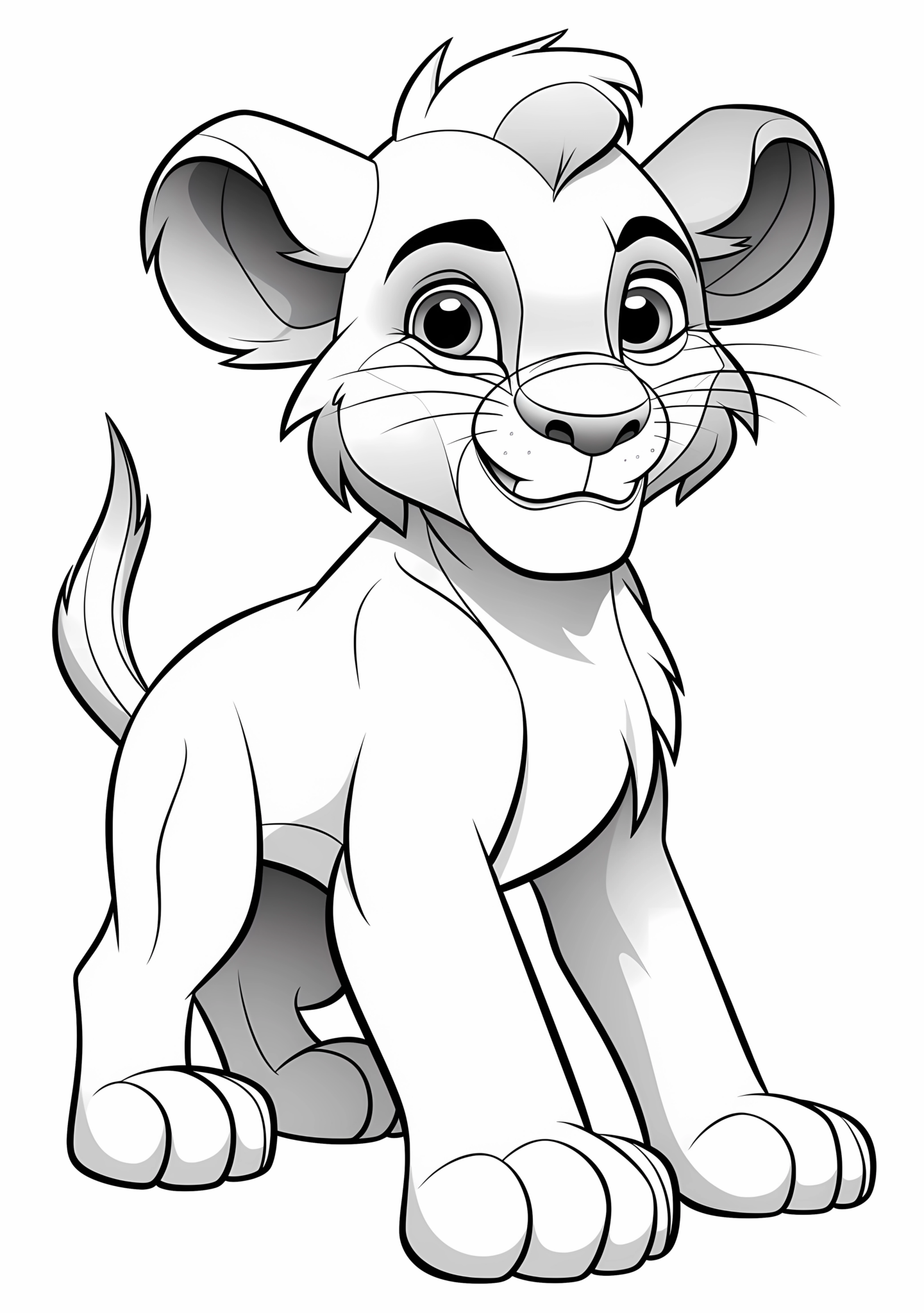 Sweet cartoon lion coloring page | (100%) Free Coloring Pages