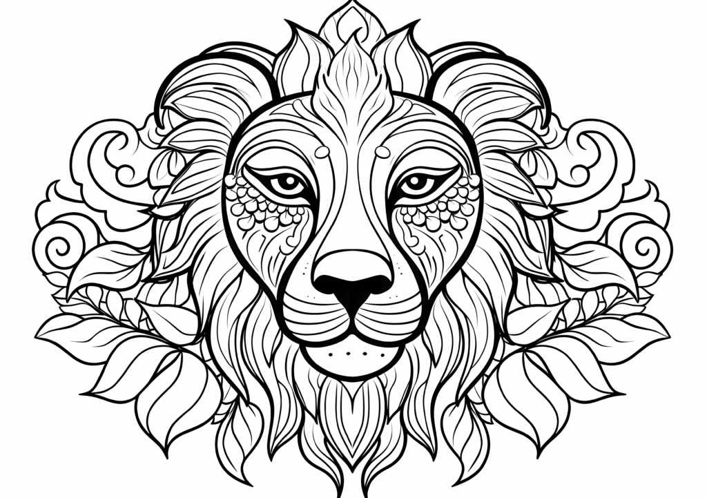 Whimsical Lion Mandala Coloring Pages | (100%) Free Coloring Pages