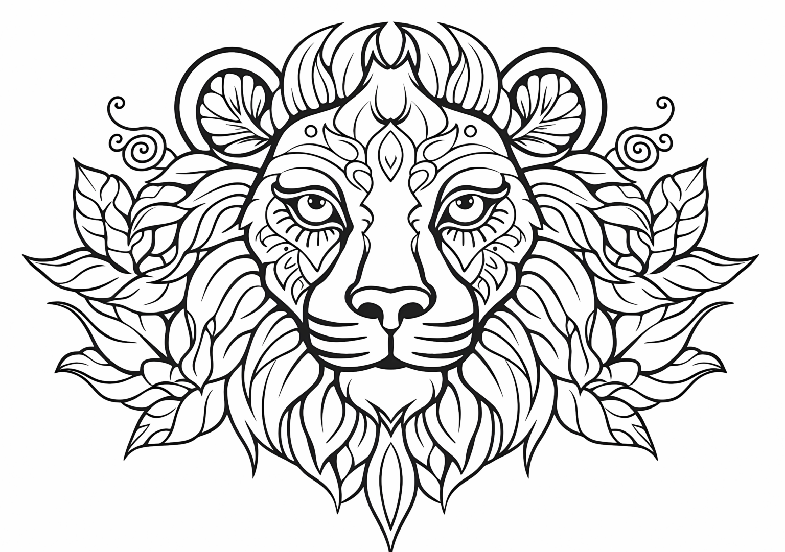 Ornate Lion Mandala Coloring Pages | (100%) Free Coloring Pages