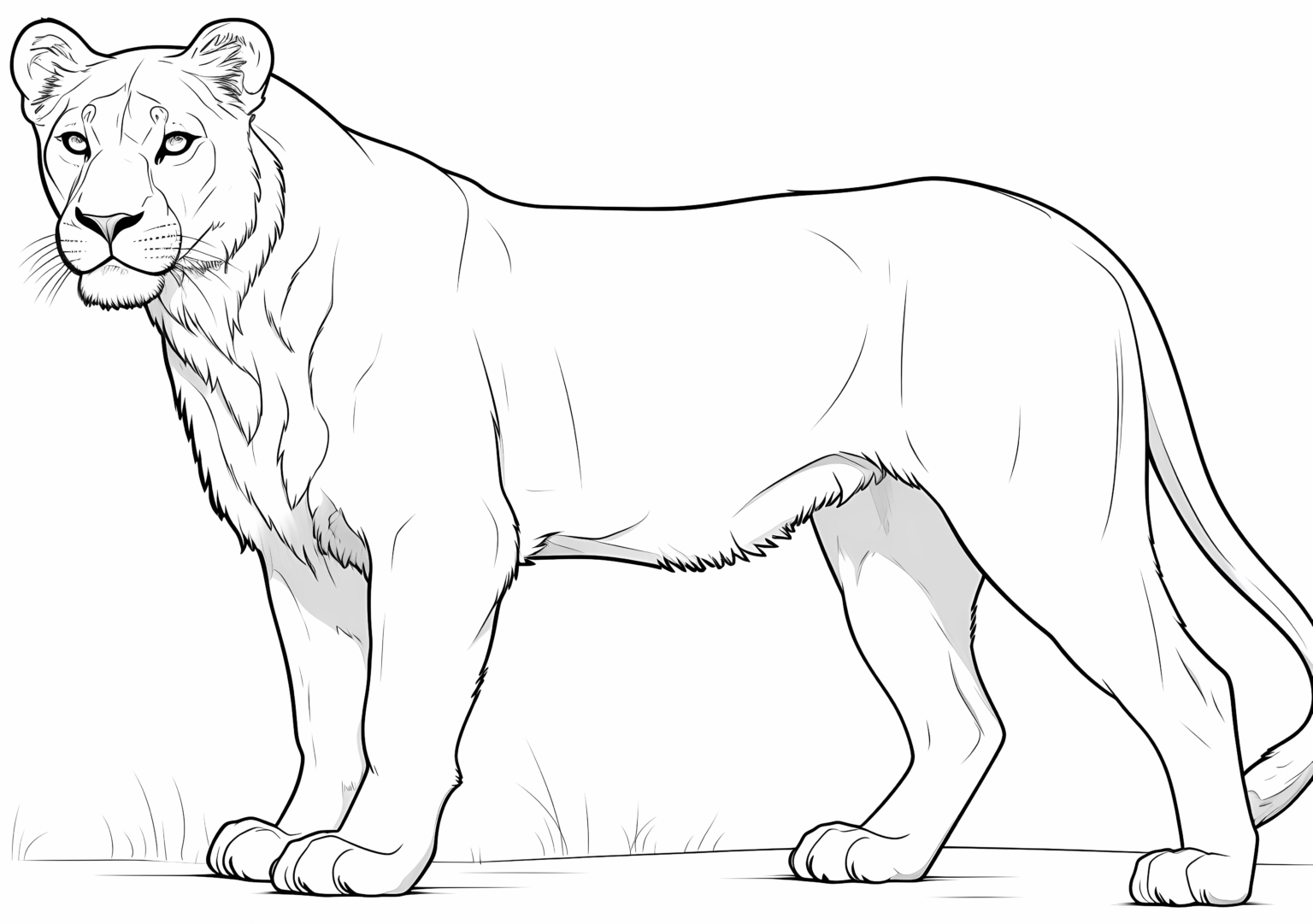 Realistic lioness coloring page | (100%) Free Coloring Pages