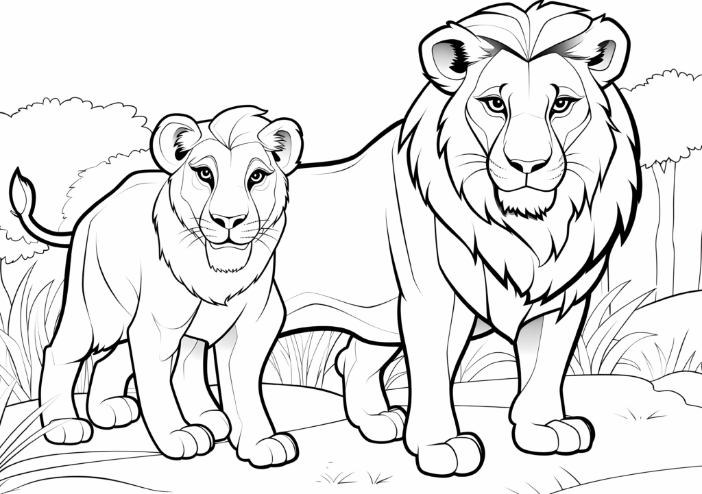 Lion and Lioness Coloring Pages ️ (100%) Free Coloring Pages