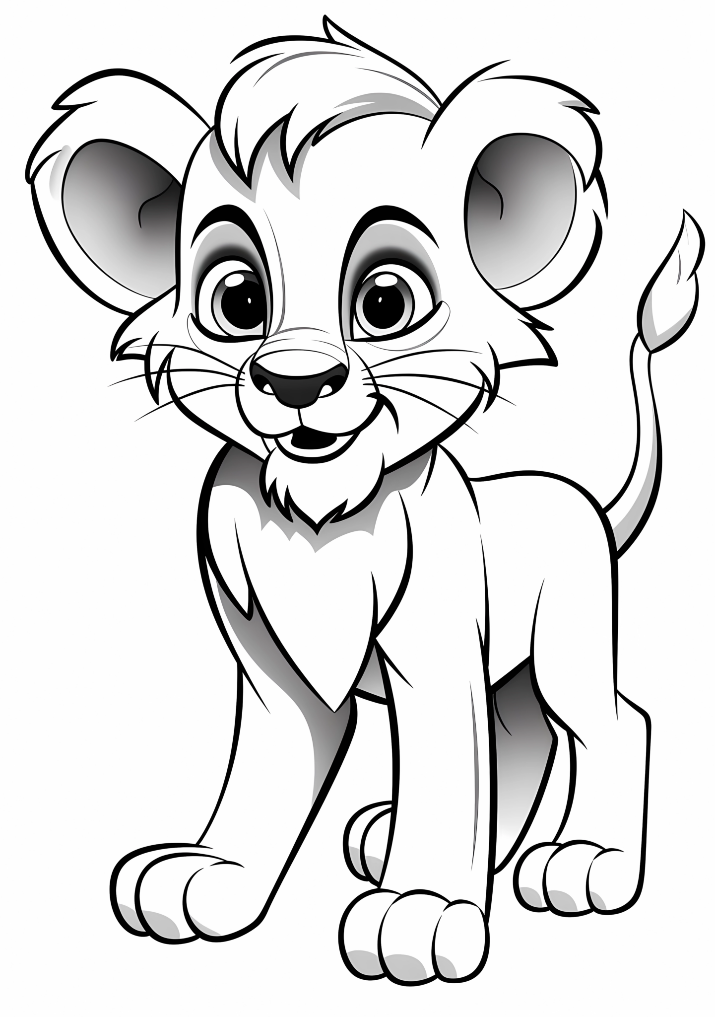Happy cartoon lion coloring page | (100%) Free Coloring Pages