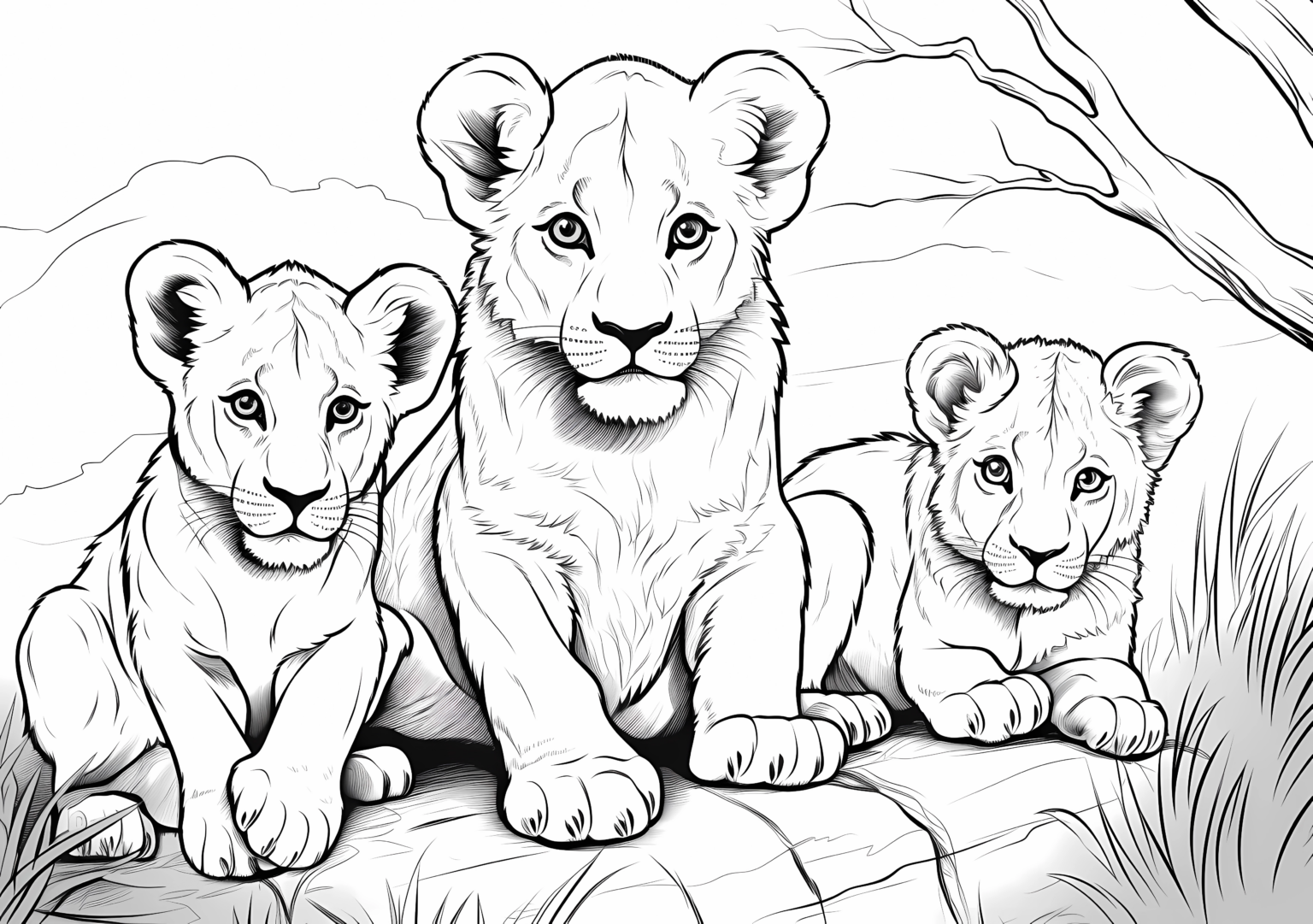 Little lionesses coloring page | (100%) Free Coloring Pages